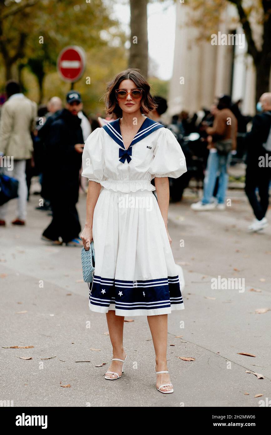 Street style, Alexandra Pereira arriving at Miu Miu Spring Summer 2022 ...