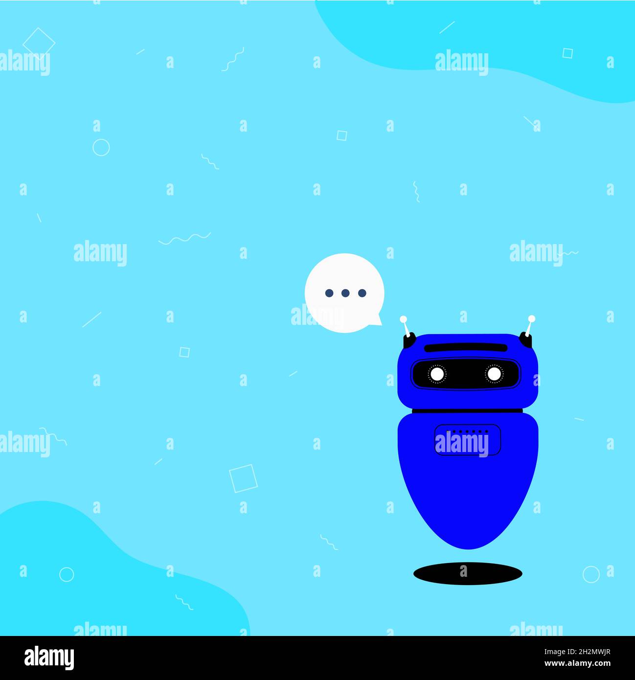 Illustration Of Cute Floating Robot Telling Us New Wonderful ...