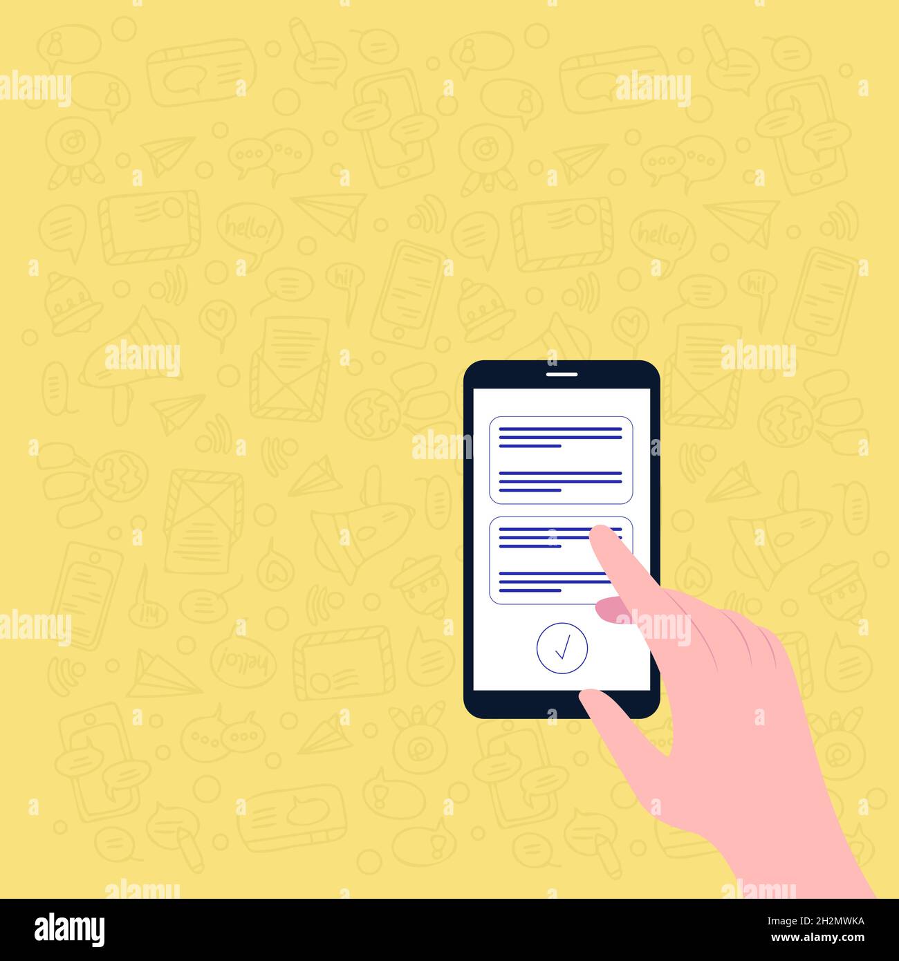 Illustration Of Hand Using Smart Phone Texting New Important Message ...