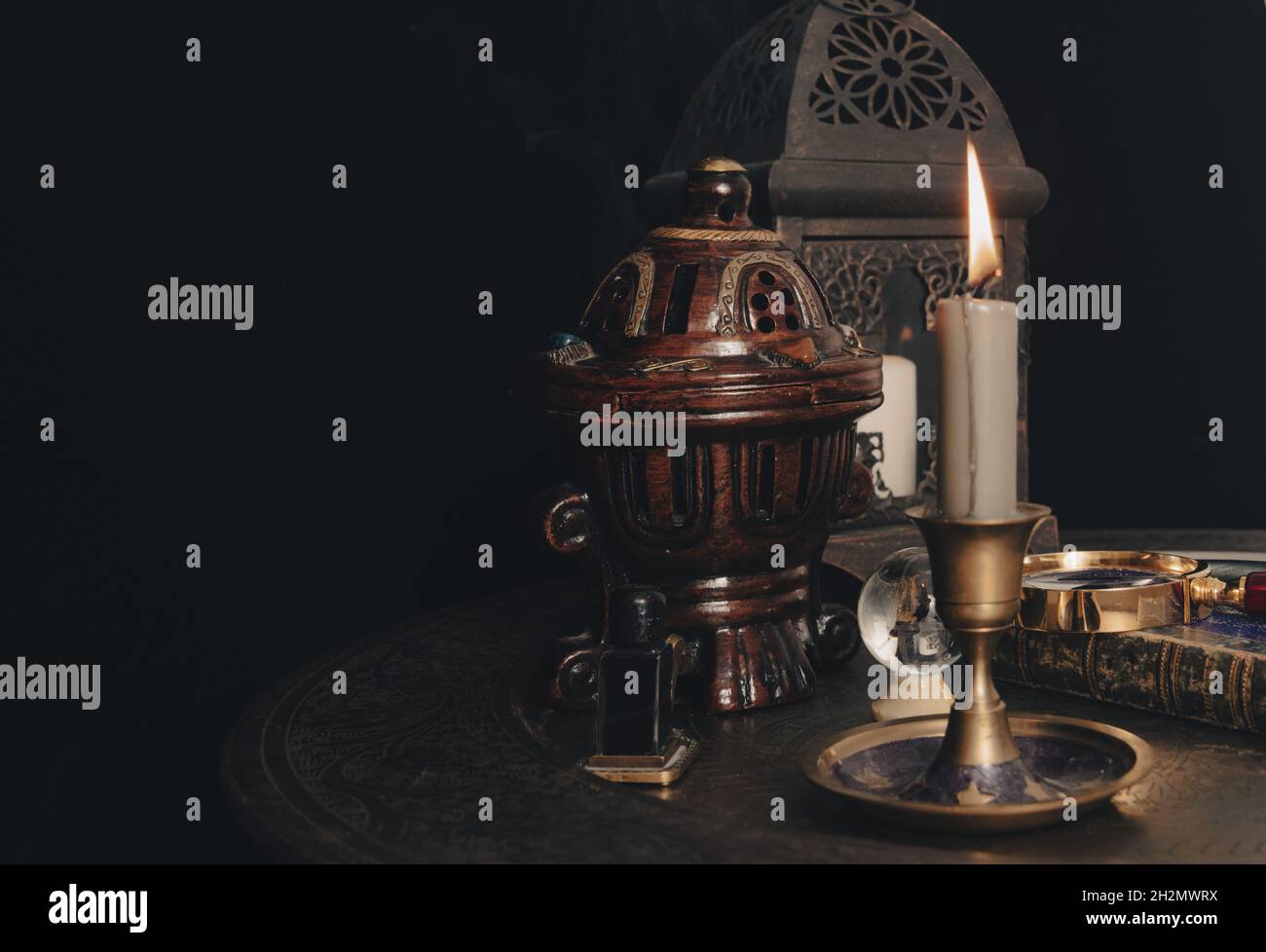 future teller mystery night. background black Stock Photo - Alamy