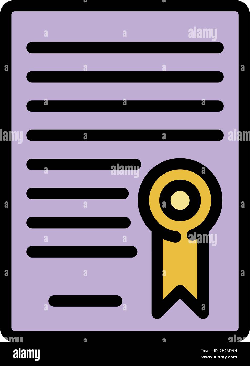 Divorce paper icon. Outline divorce paper vector icon color flat ...