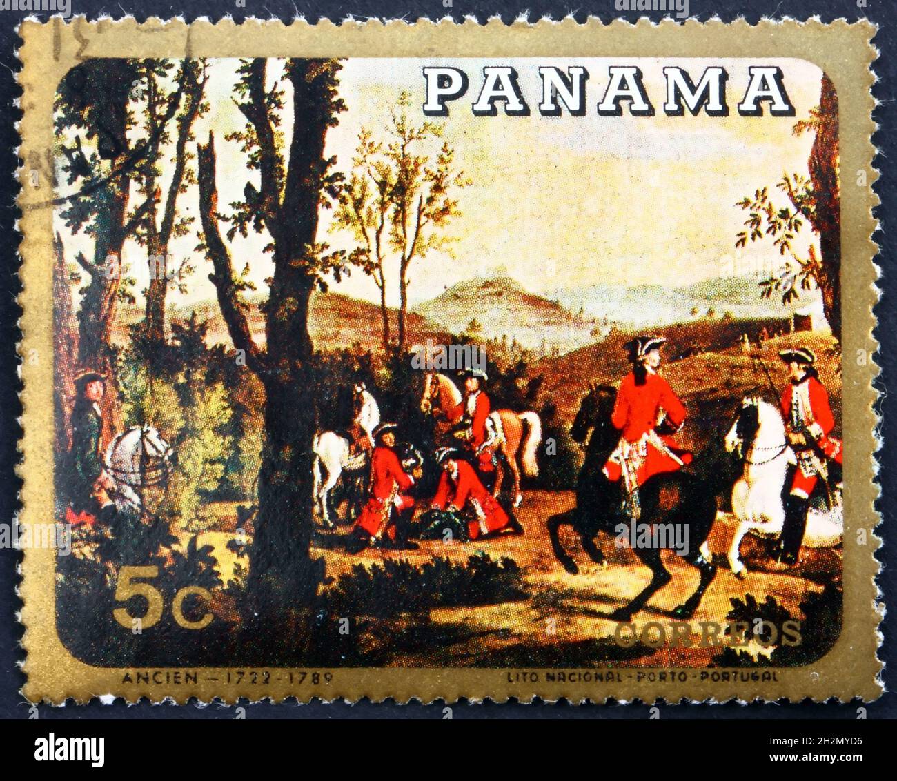 PANAMA - CIRCA 1968: a stamp printed in Panama shows hunting scene ...