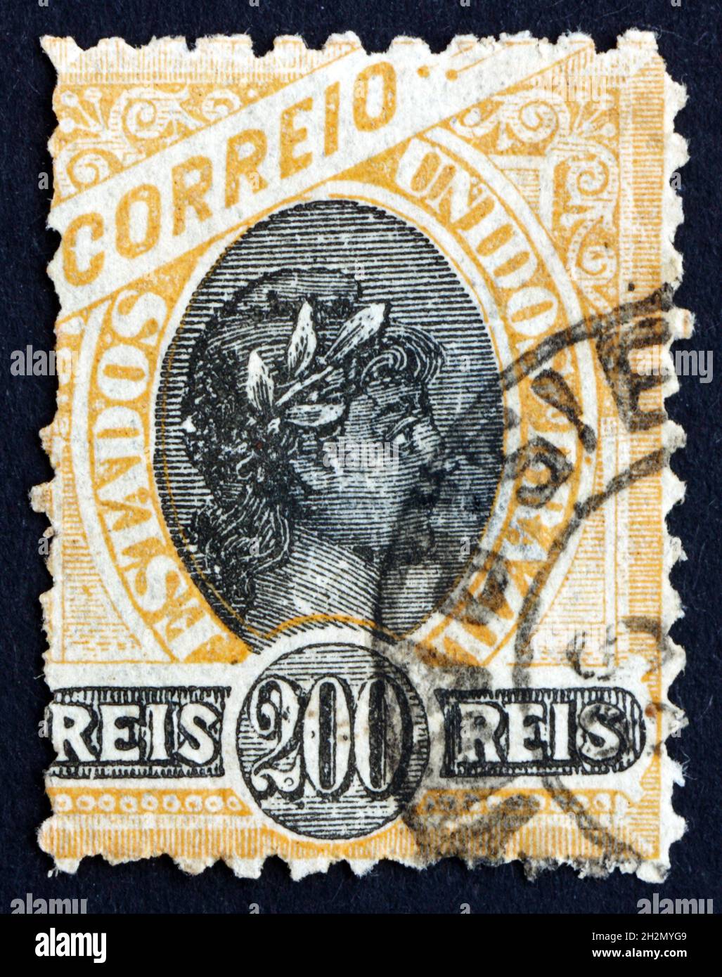 BRAZIL - CIRCA 1894: a stamp printed in the Brazil shows Liberty Head ...