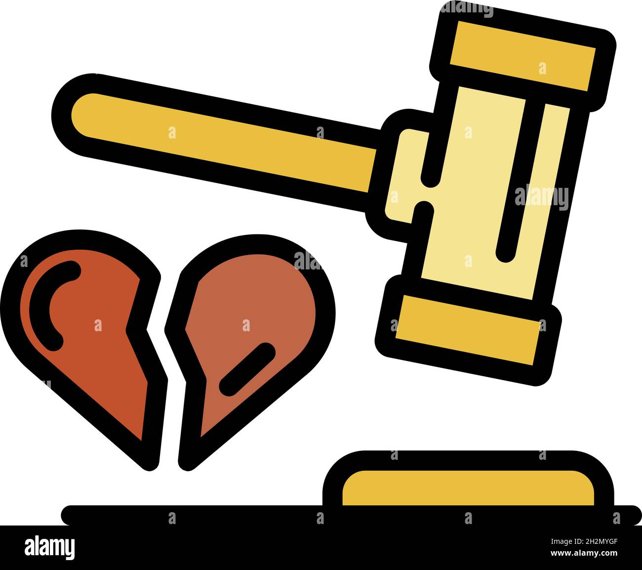 Divorce judge gavel icon. Outline divorce judge gavel vector icon color ...
