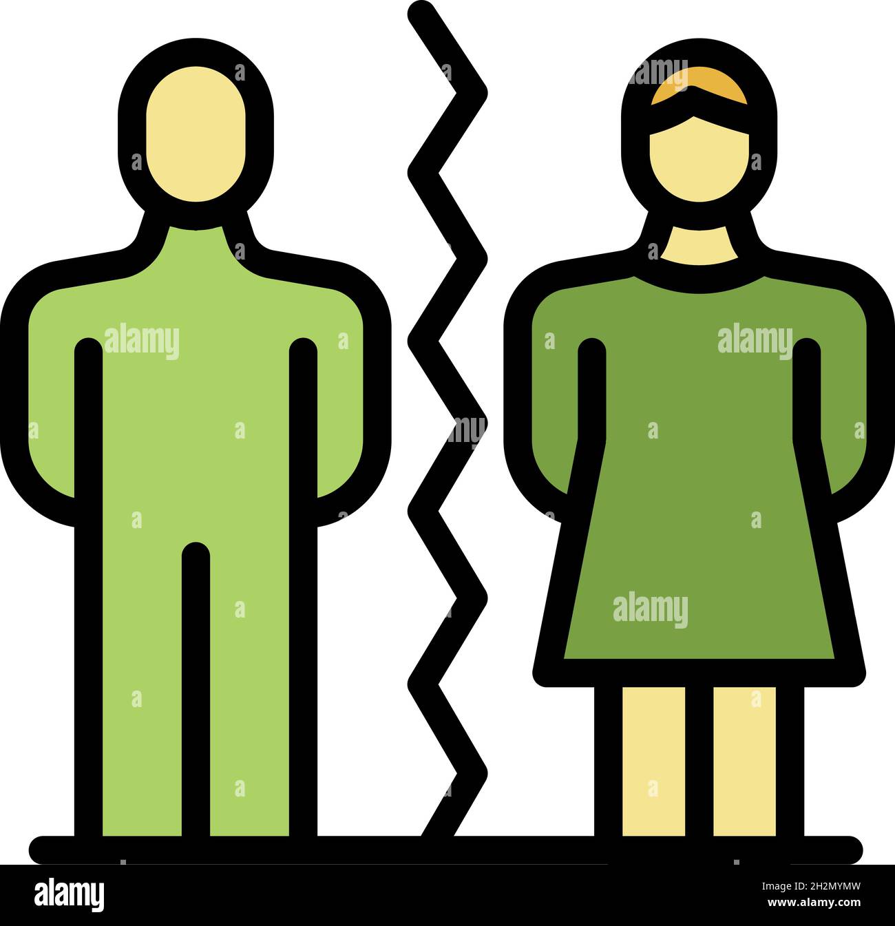 Divorce separation icon. Outline divorce separation vector icon color ...