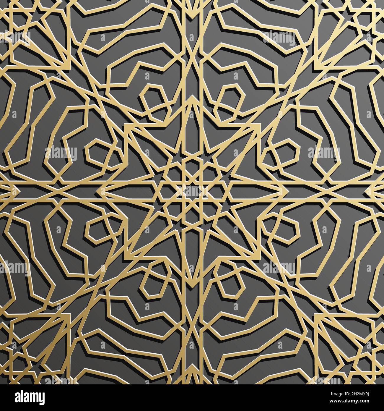 Gold islamic pattern on black background. Islamic ornament vector ...