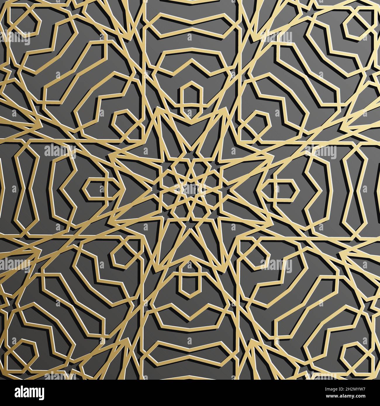 Gold islamic pattern on black background. Islamic ornament vector ...