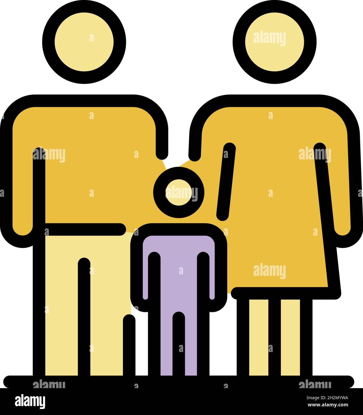 Full family icon. Outline full family vector icon color flat isolated ...