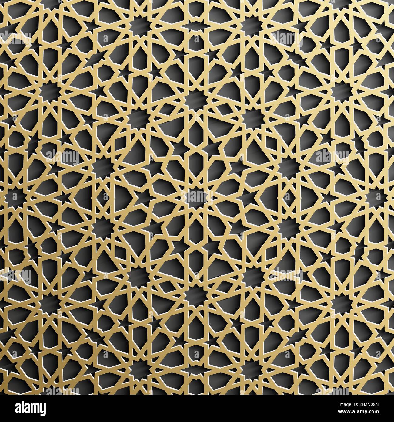 Gold islamic pattern on black background. Islamic ornament vector ...