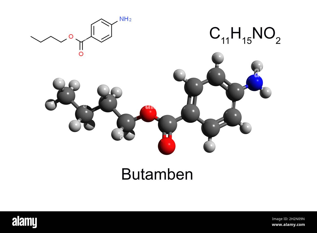 Chemical formula, skeletal formula and 3D ball-and-stick model of local ...