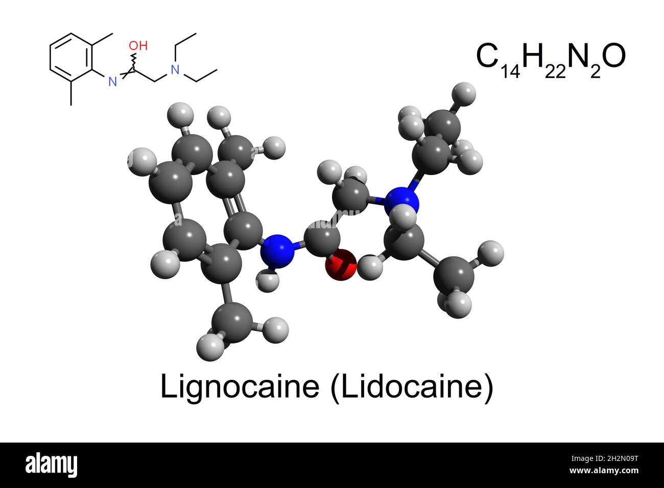 Chemical formula, skeletal formula and 3D ball-and-stick model of ...