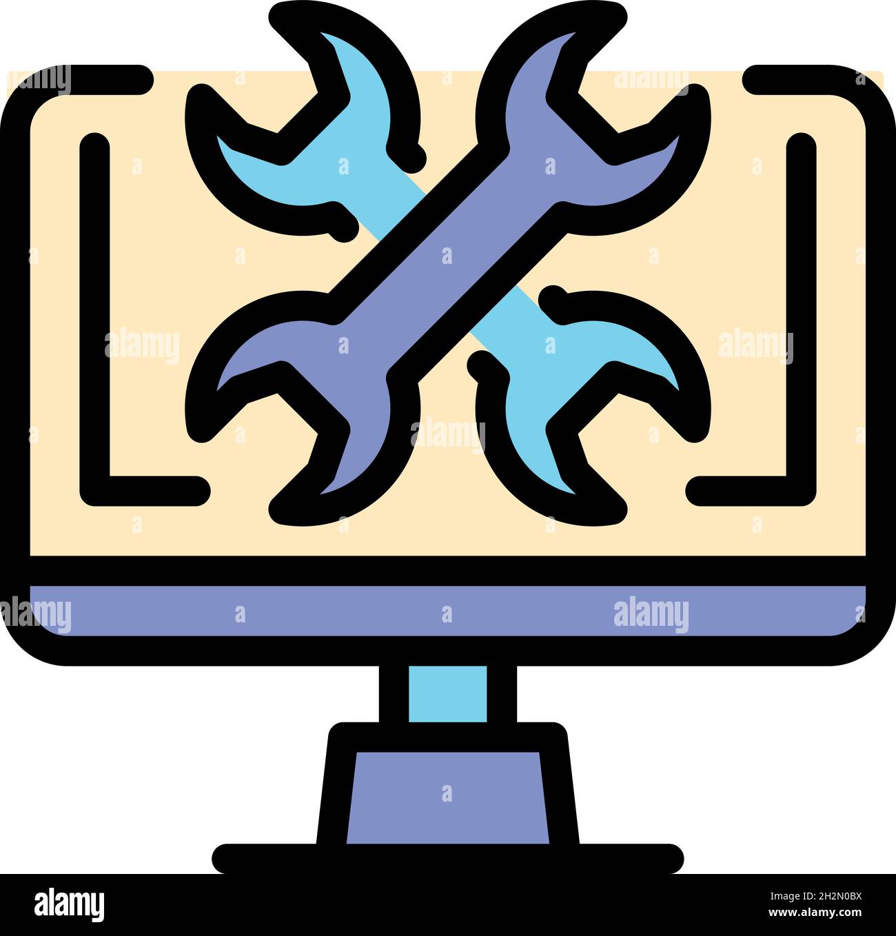 Monitor service center icon. Outline monitor service center vector icon ...