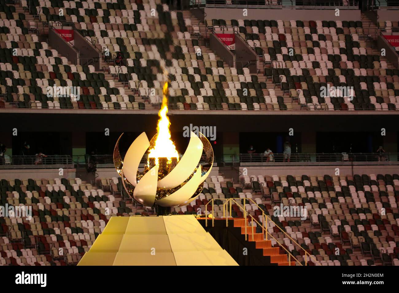 JULY 23rd, 2021 - TOKYO, JAPAN: the Olympic cauldron is lit during the ...