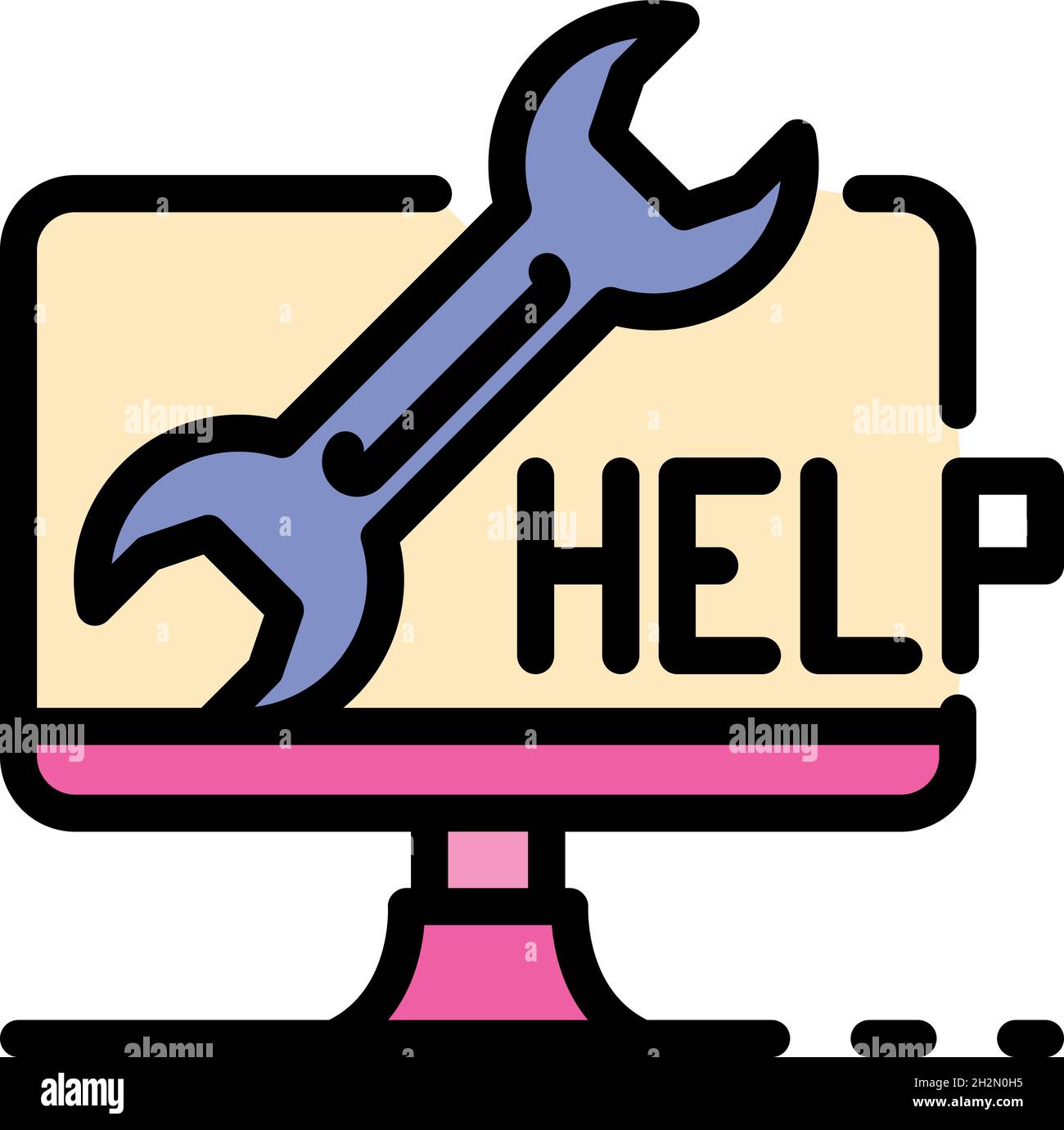 Online service help icon. Outline online service help vector icon color ...