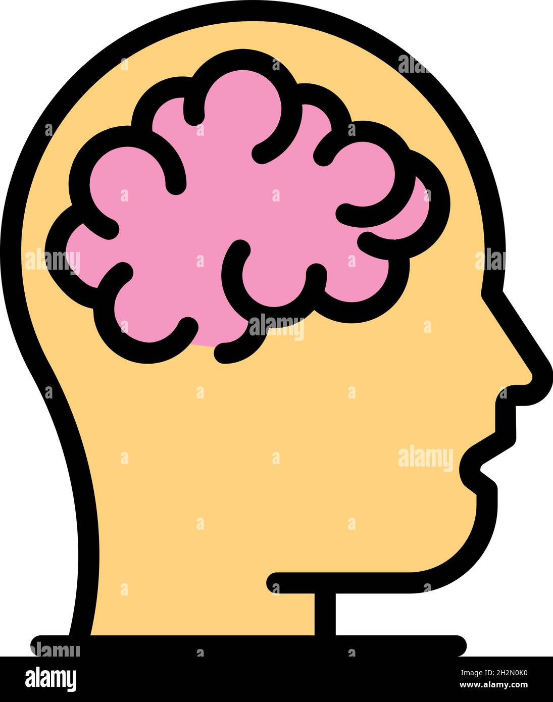 Healthy human brain icon. Outline healthy human brain vector icon color ...