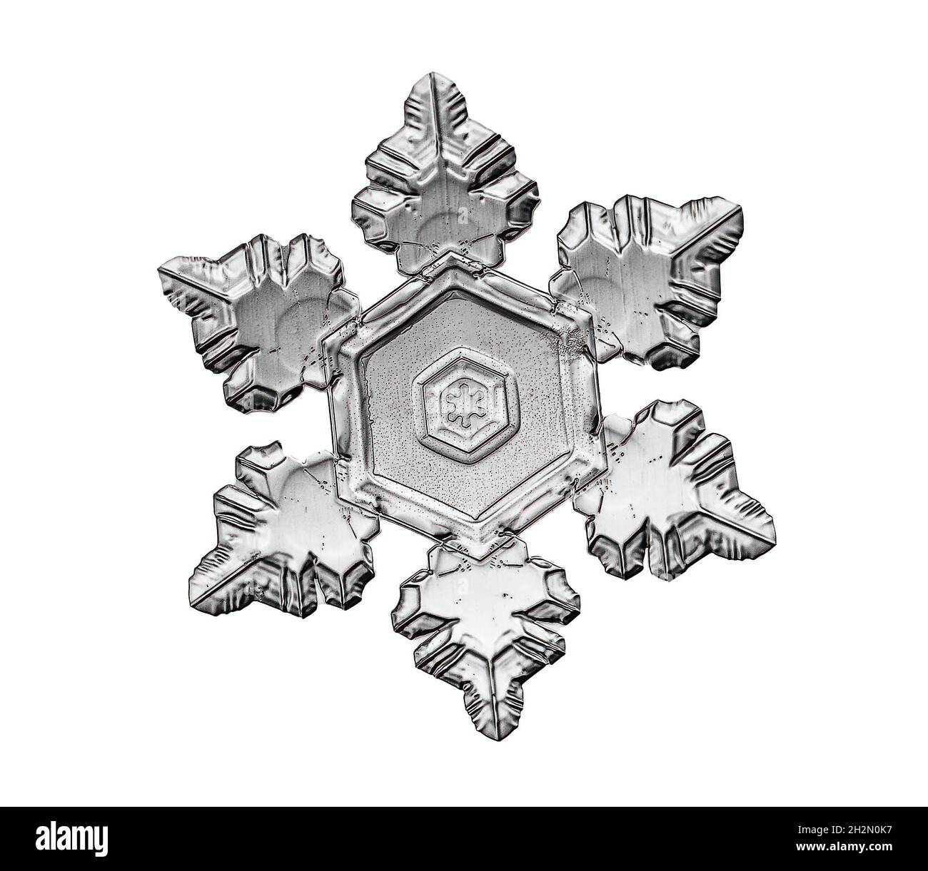 Black snowflake isolated on white background. Illustration based on ...