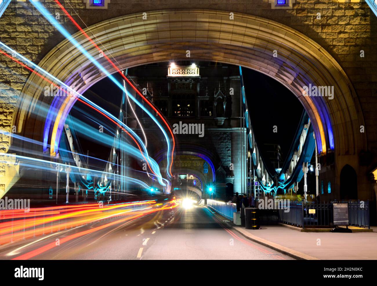 Light trails on Tower Bridge - London, England Stock Photo - Alamy