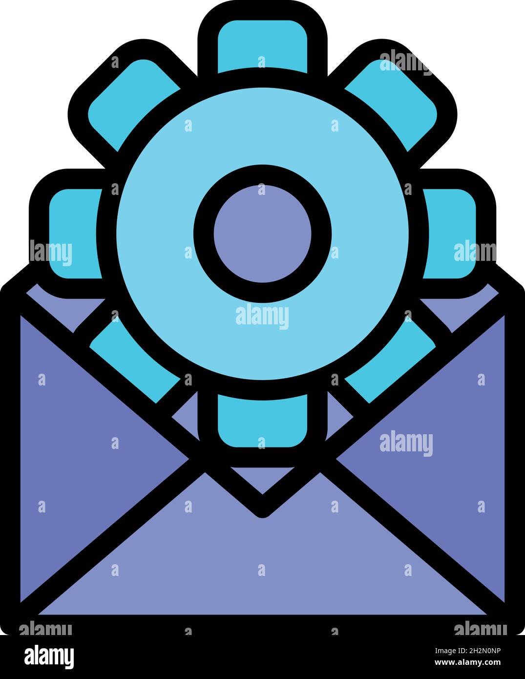 Gear mail wheel icon. Outline gear mail wheel vector icon color flat ...