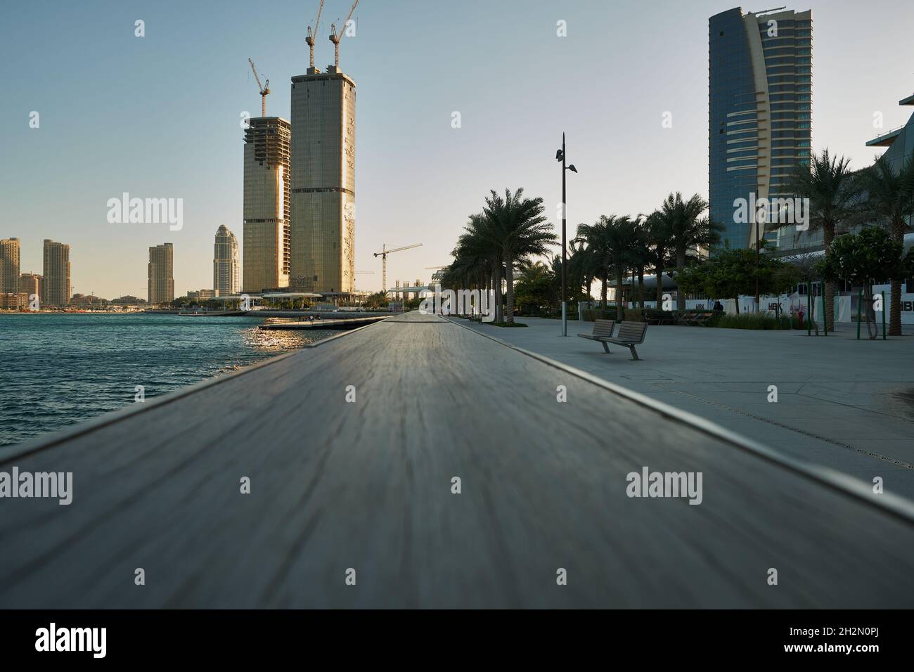 Lusail Corniche at the marina in Lusail city, Qatar daylight view ...
