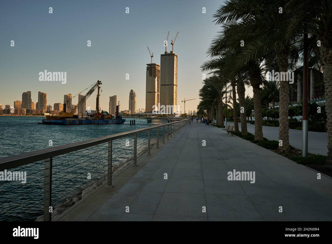 Lusail Corniche at the marina in Lusail city, Qatar daylight view ...