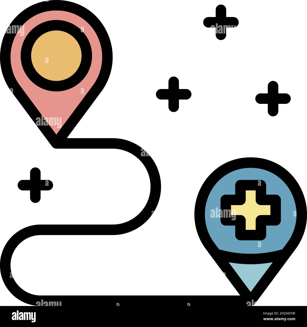 Private clinic map route icon. Outline private clinic map route vector ...