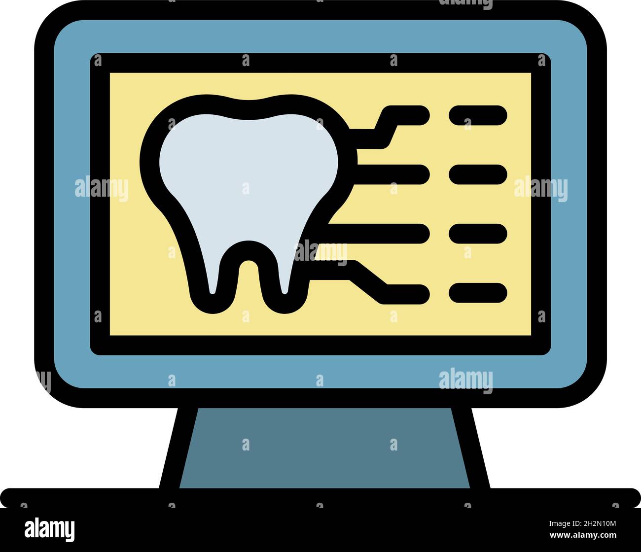 Tooth analyze monitor icon. Outline tooth analyze monitor vector icon ...