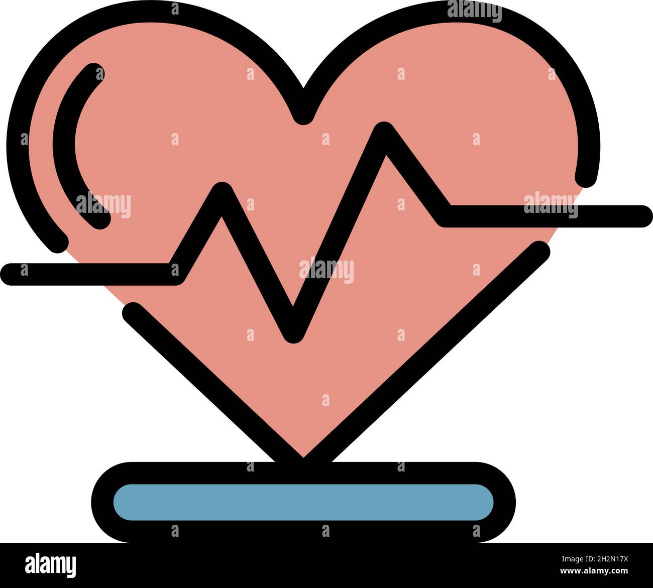 Heart rate icon. Outline heart rate vector icon color flat isolated ...