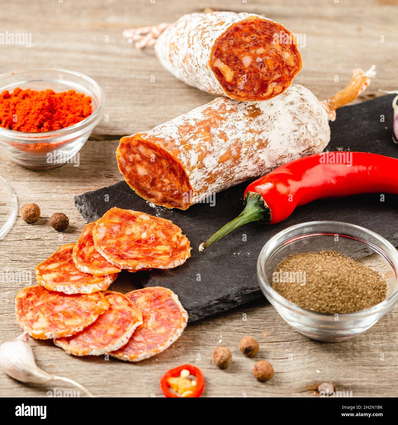 Sliced Chorizo Sausage smoked paprika, chilli, garlic and black pepper ...