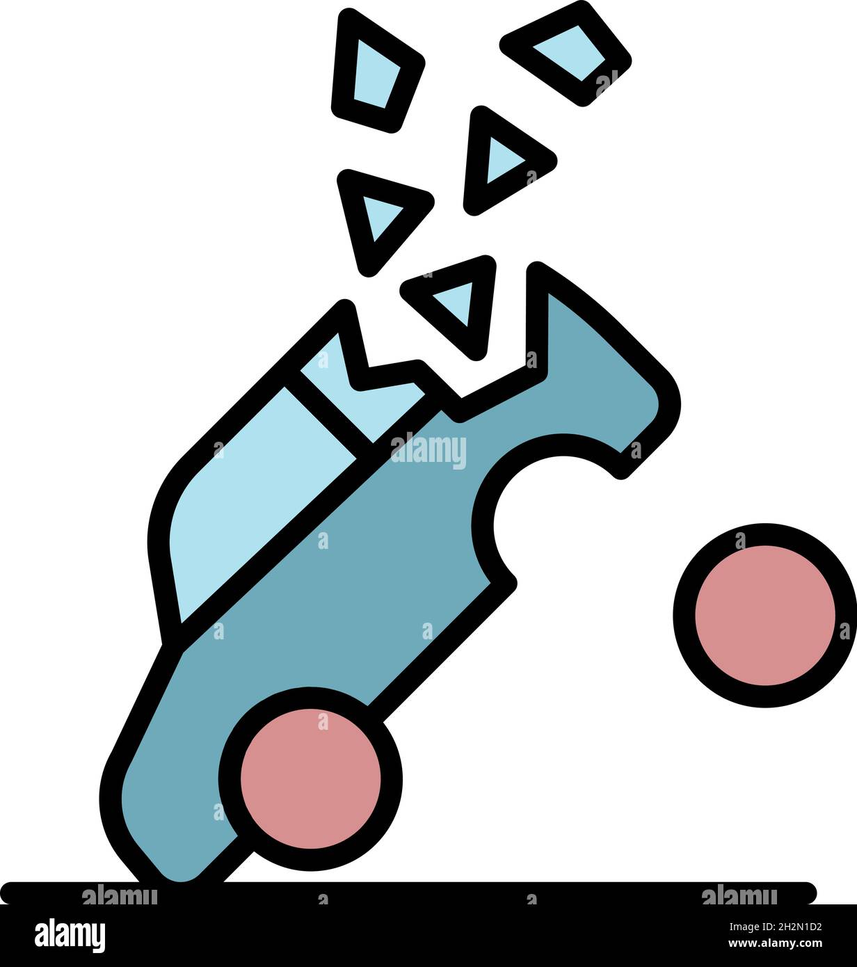 Car accident crash icon. Outline car accident crash vector icon color ...