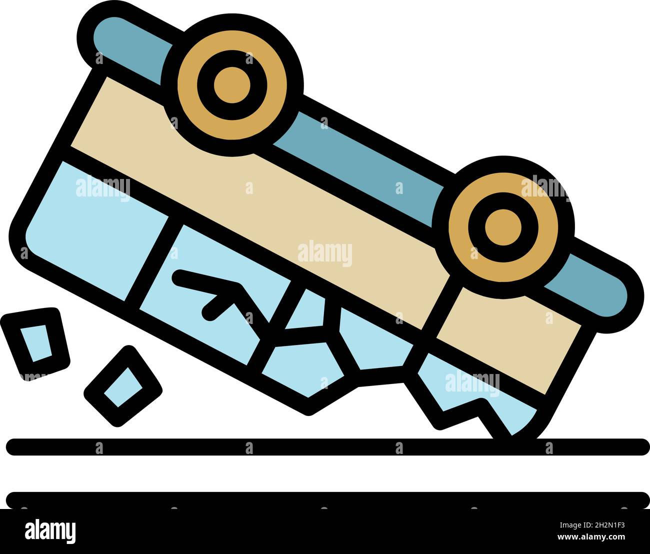 Bus accident icon. Outline bus accident vector icon color flat isolated ...