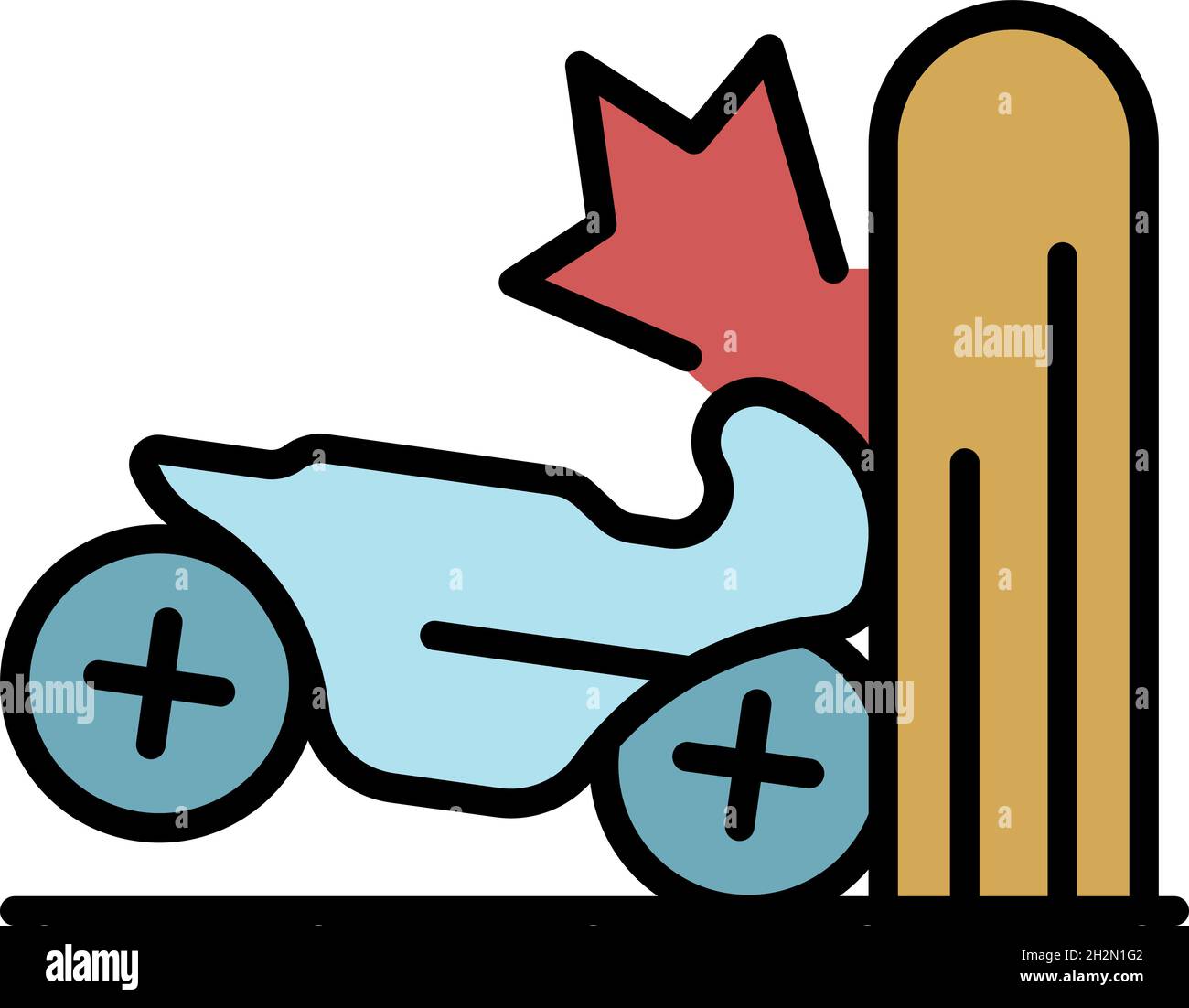 Motorcycle wall accident icon. Outline motorcycle wall accident vector ...