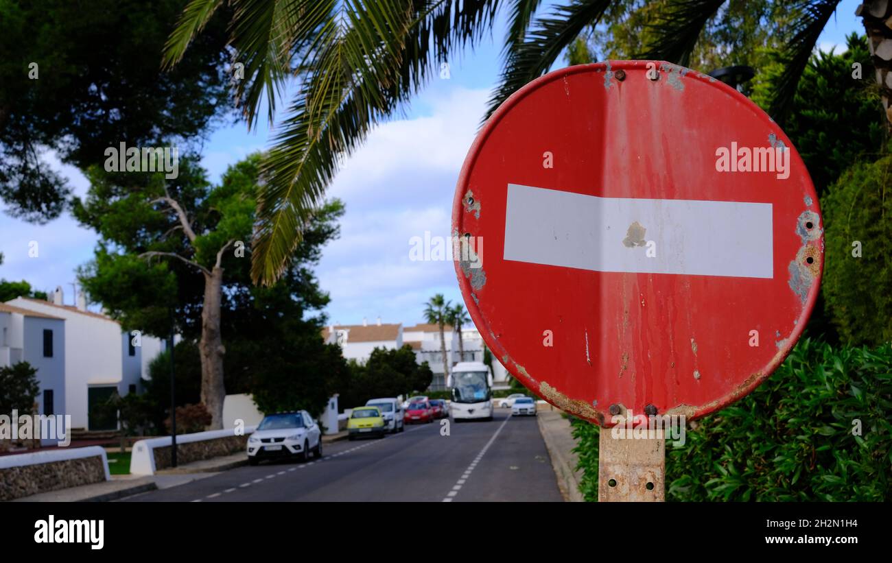 old no entry sign. Minorca. Spain Stock Photo - Alamy