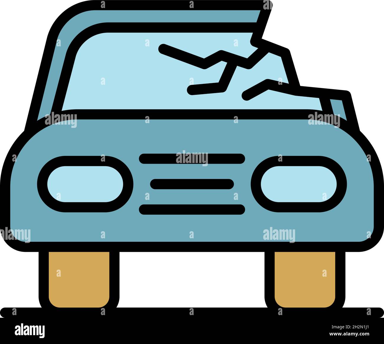 Damage car accident icon. Outline damage car accident vector icon color ...