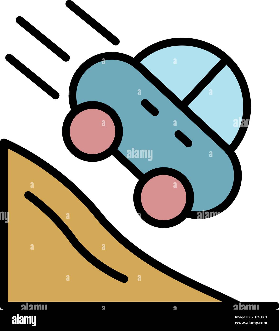 Hill car accident icon. Outline hill car accident vector icon color ...