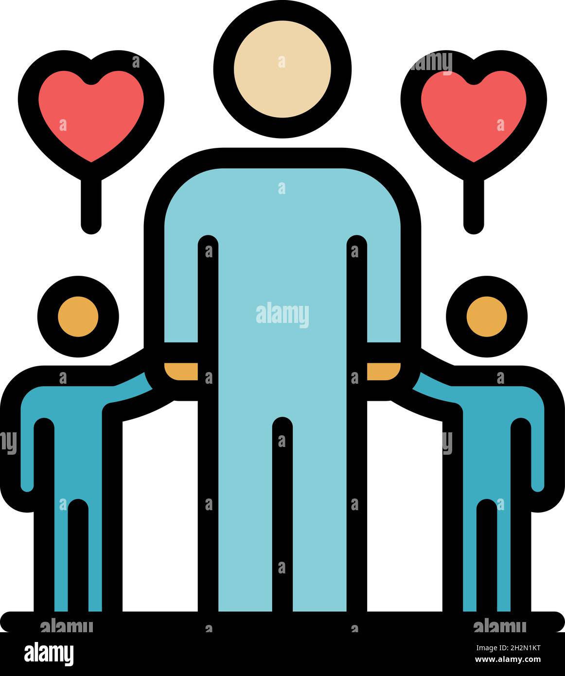 Foster family kids icon. Outline foster family kids vector icon color ...