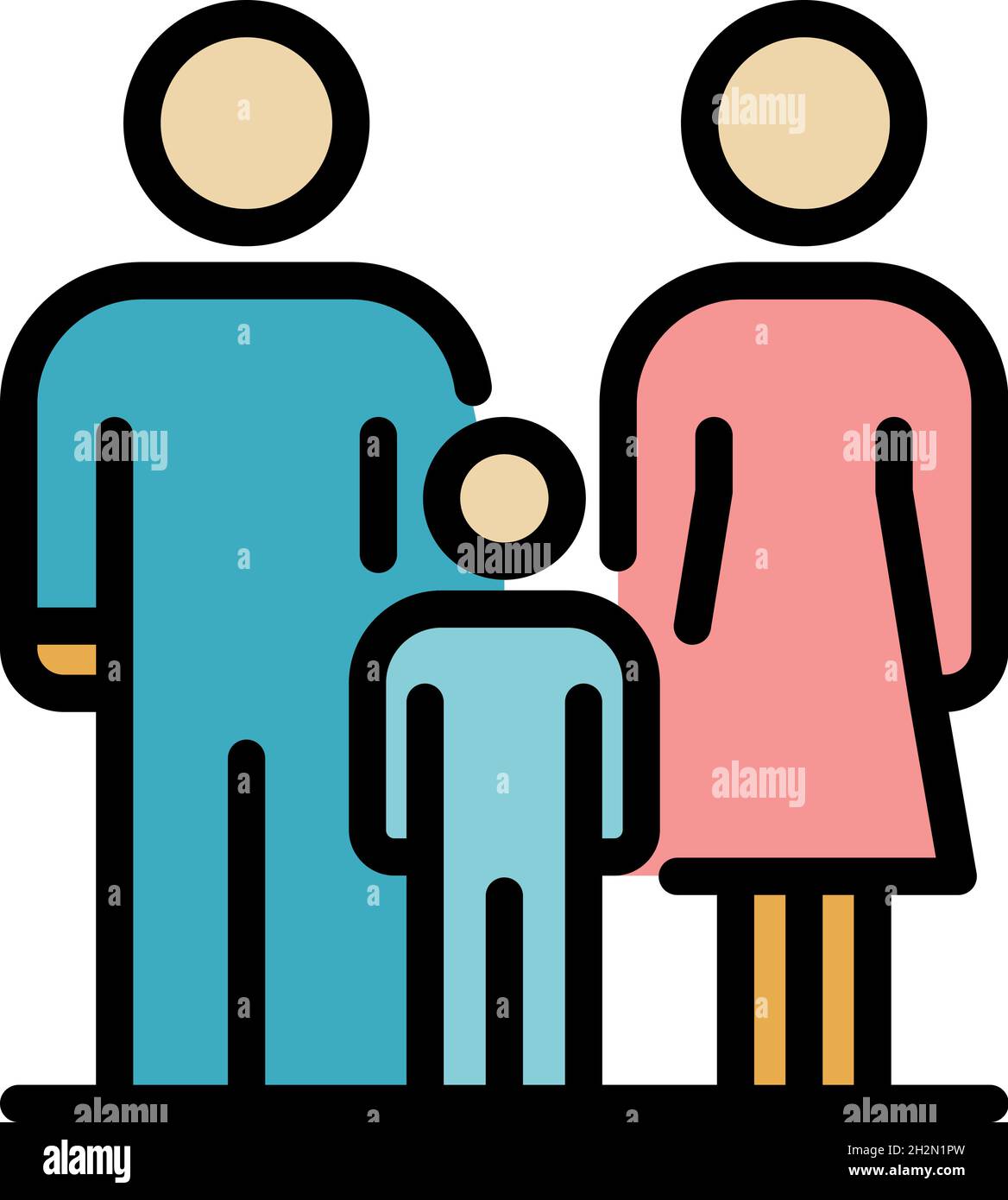 Home foster family icon. Outline home foster family vector icon color ...