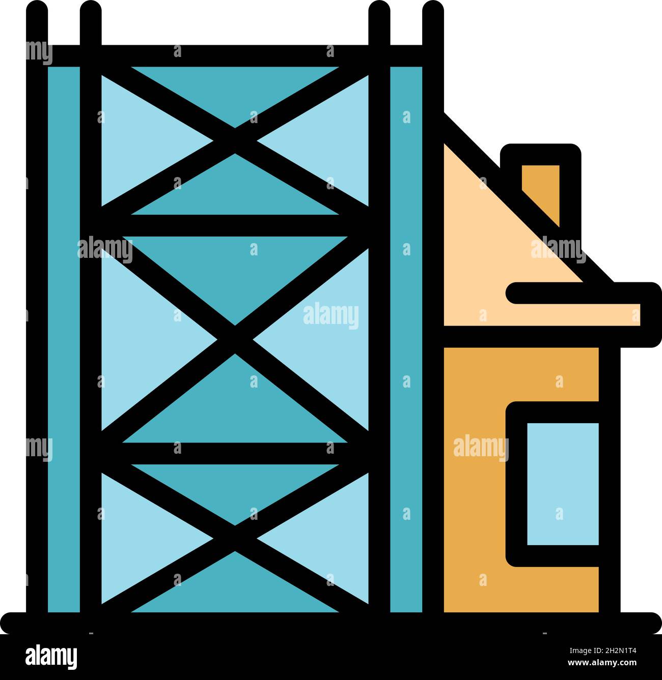 Building reconstruction icon. Outline building reconstruction vector ...