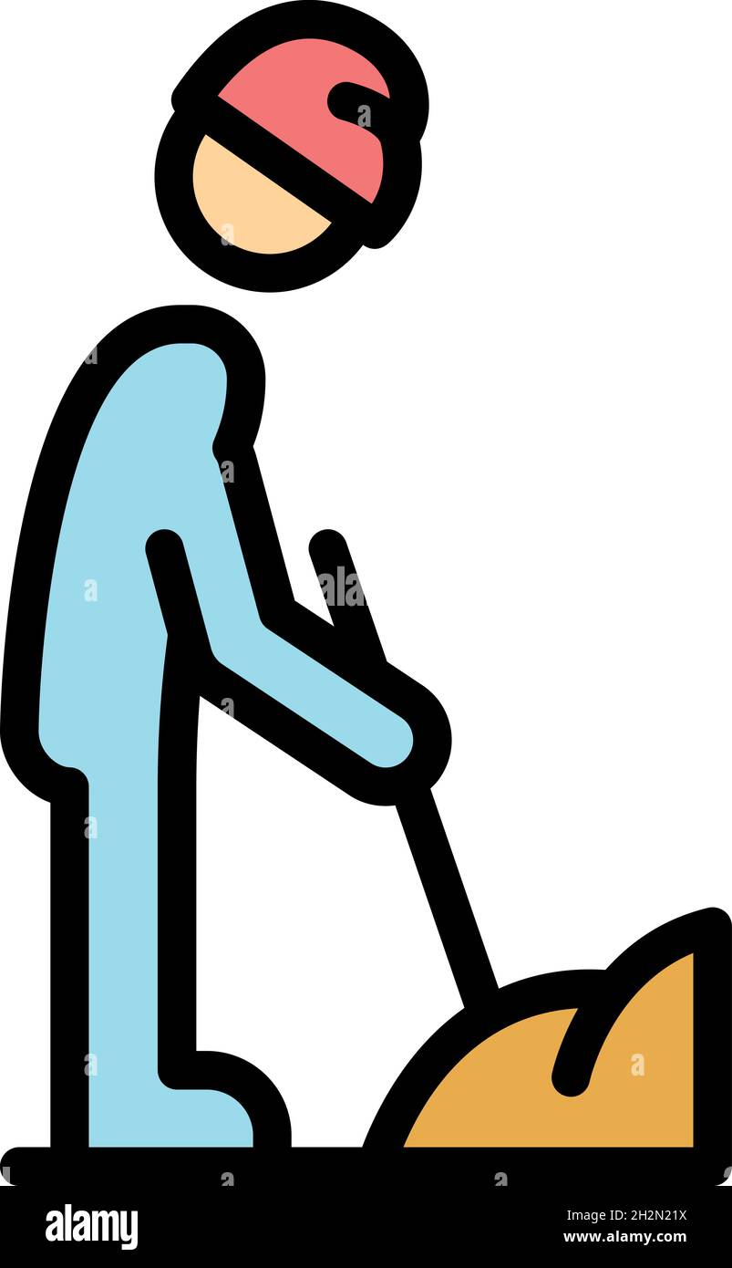 Construction worker icon. Outline construction worker vector icon color ...