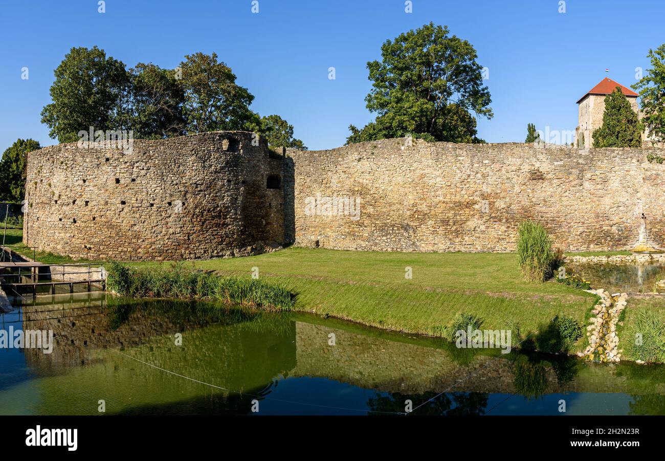 The moat that encircles Tata Castle with the remnant of old fortified ...