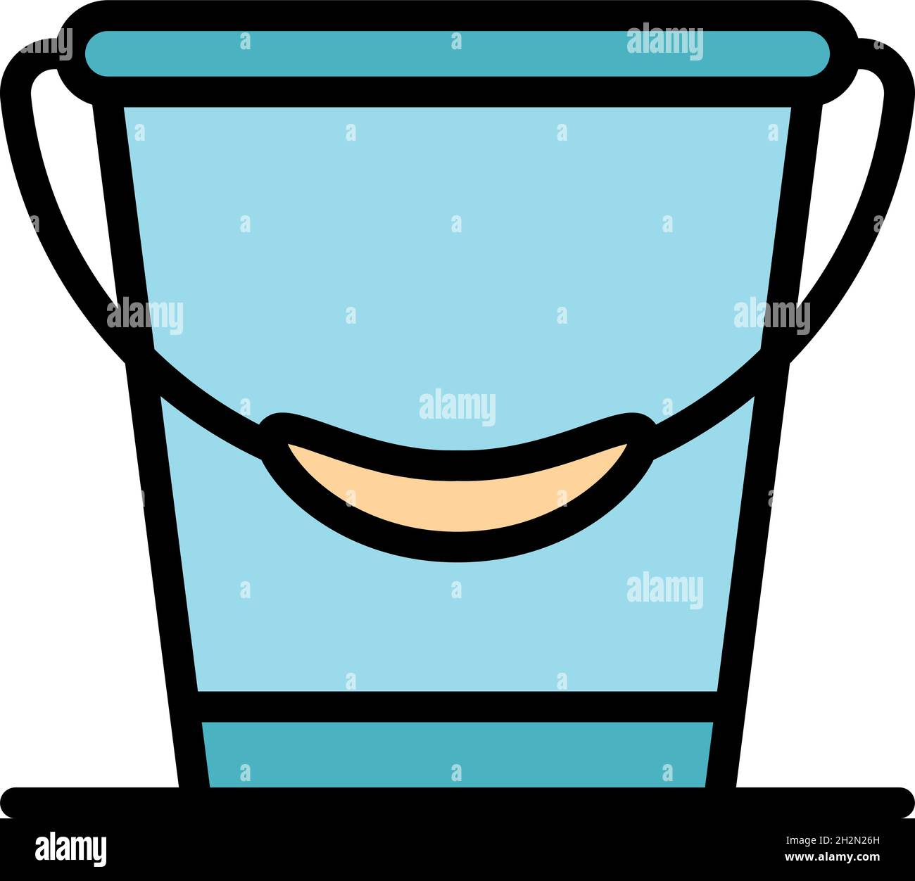 Metal bucket icon. Outline metal bucket vector icon color flat isolated ...