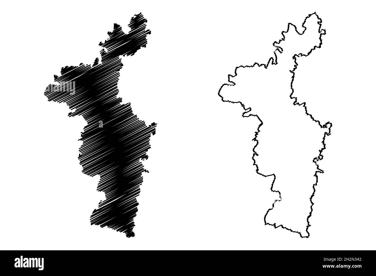 Nadia district (West Bengal State, Republic of India) map vector ...