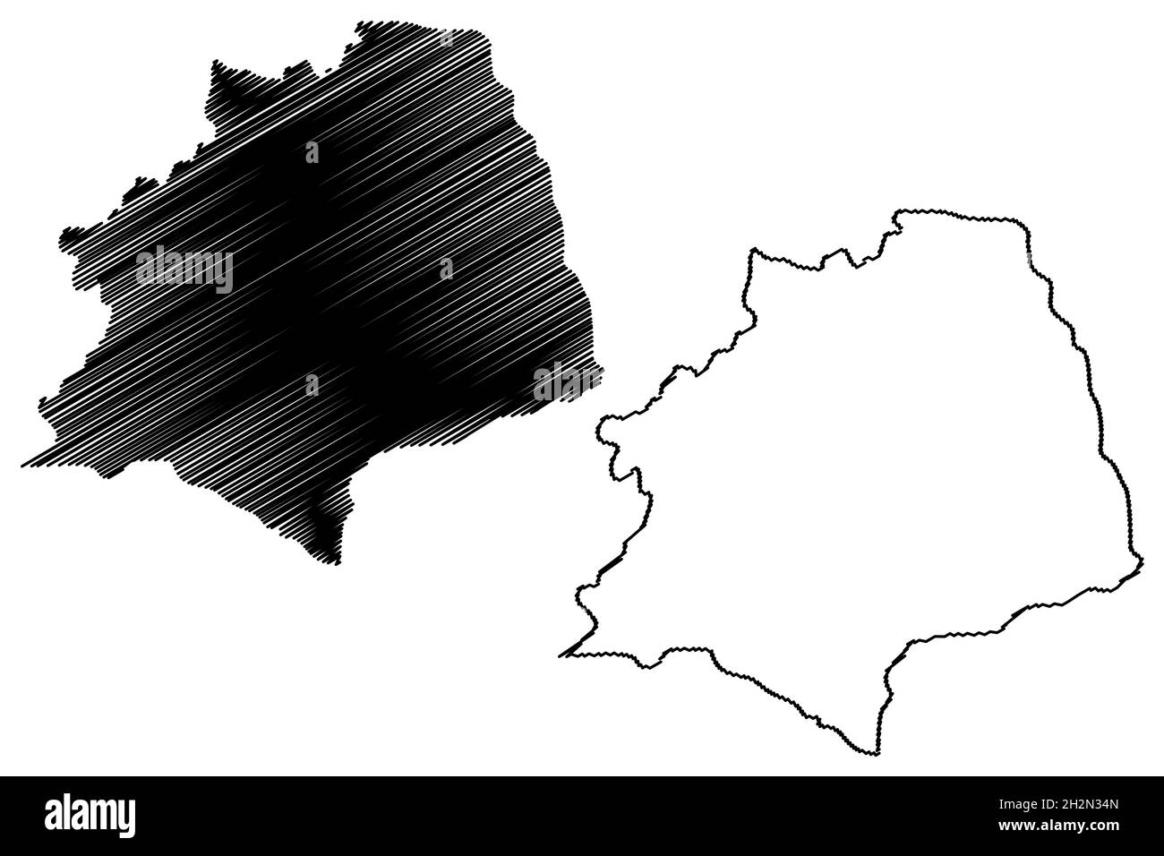 Nalgonda district (Telangana State, Republic of India) map vector ...
