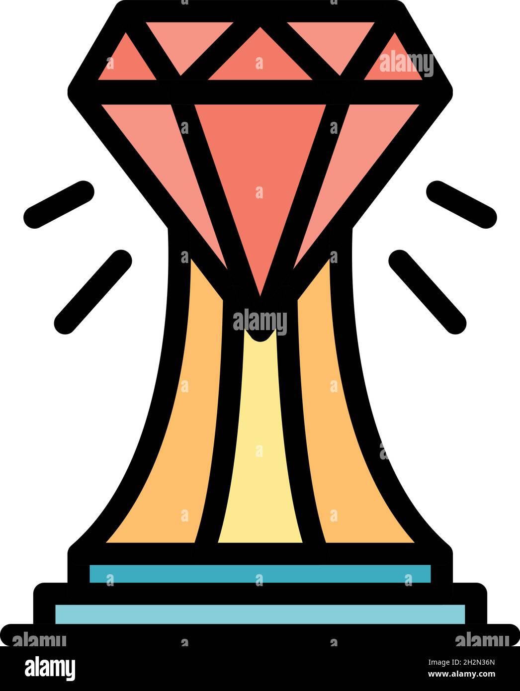 Shiny diamond cup icon. Outline shiny diamond cup vector icon color ...