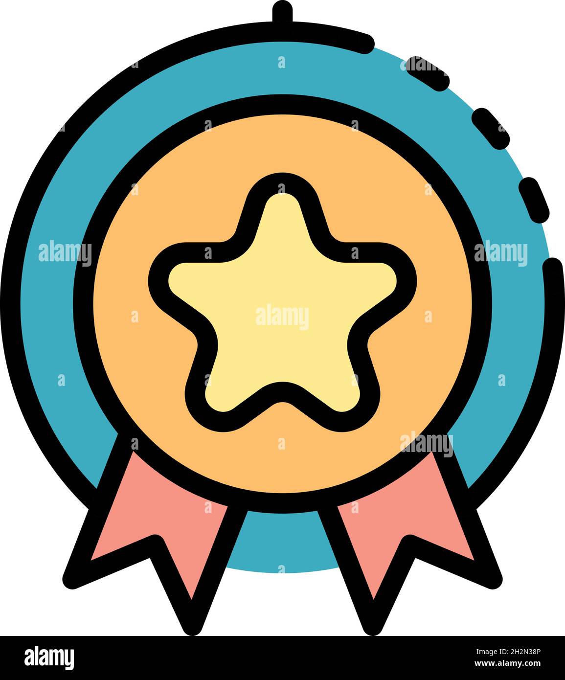 Star emblem icon. Outline star emblem vector icon color flat isolated ...