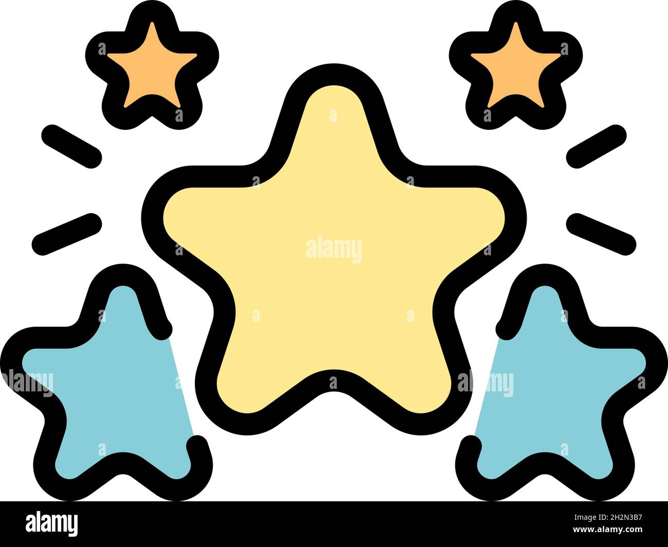 Five star rating icon. Outline five star rating vector icon color flat ...