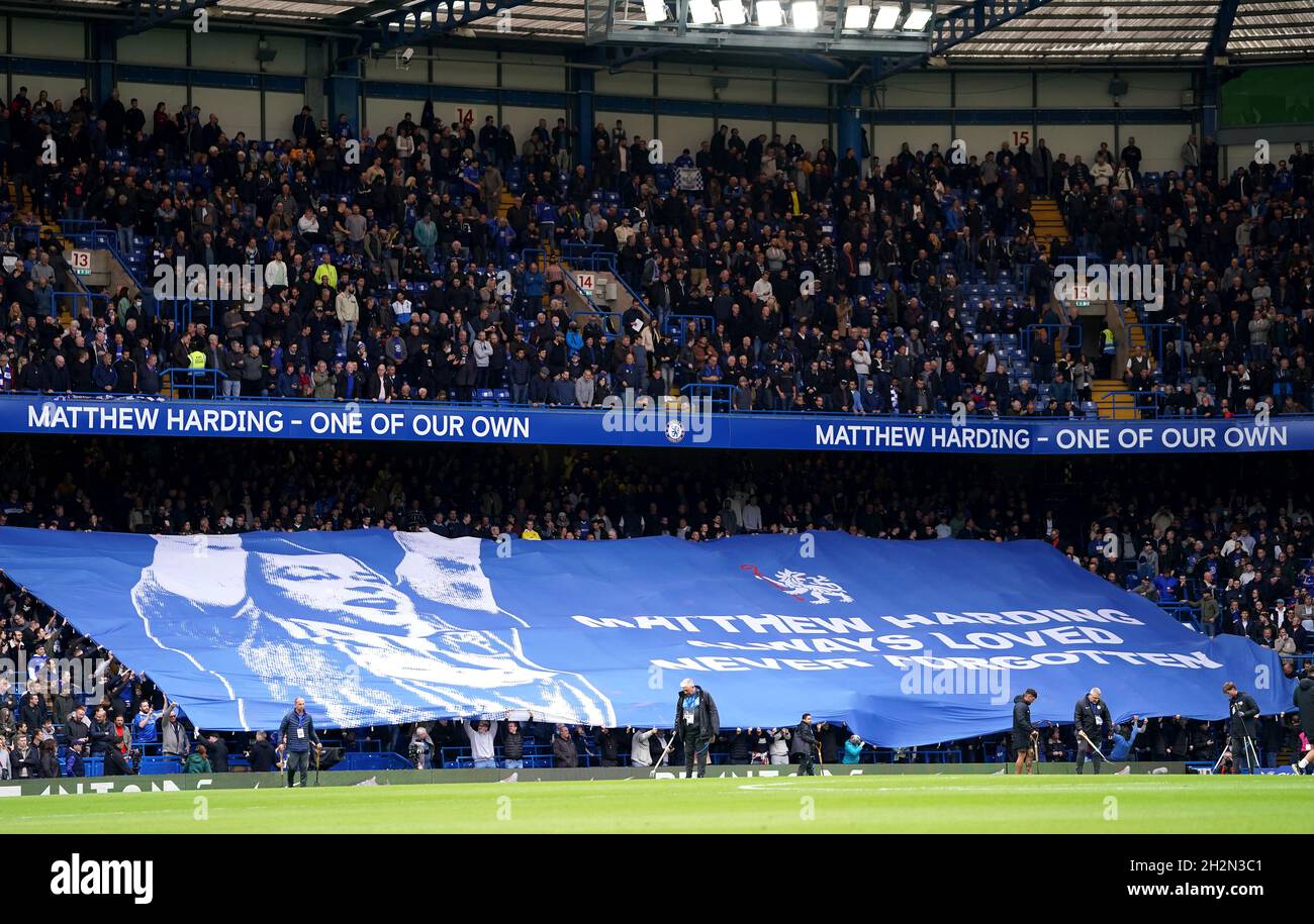 A banner in remembrance to former vice-chairman of Chelsea, Matthew ...