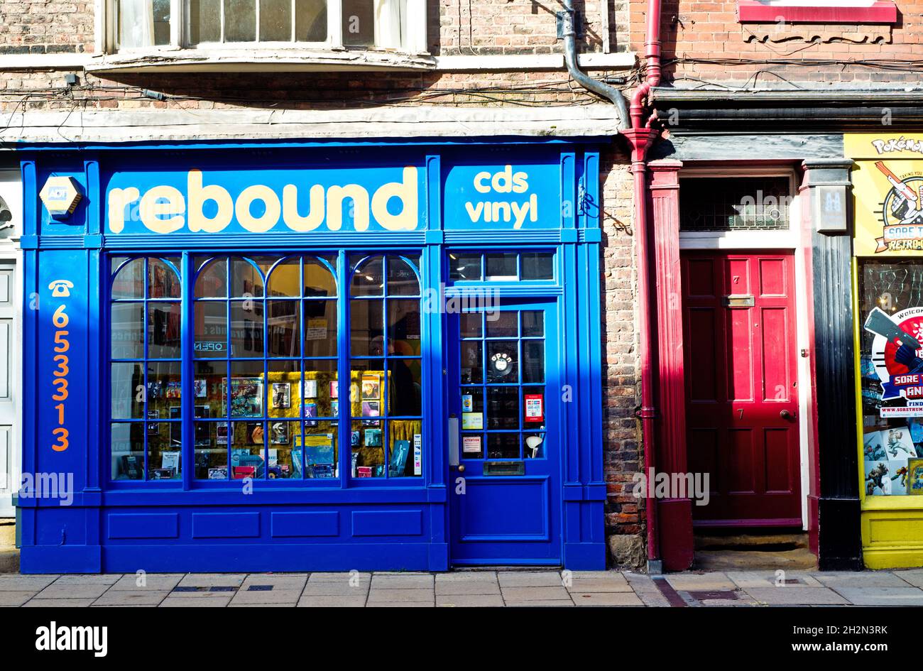 Rebound CDs and Vinyl shop, Gillygate, York, England Stock Photo - Alamy