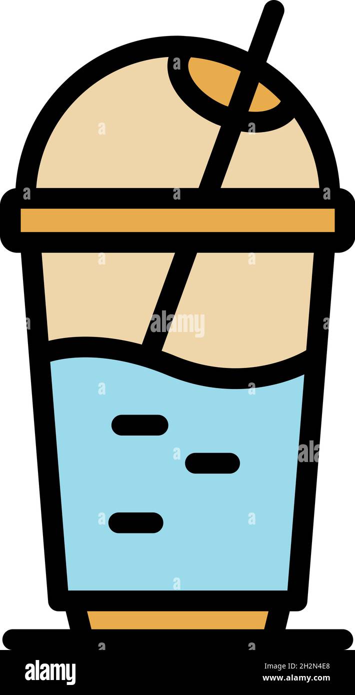 Smoothie cup icon. Outline smoothie cup vector icon color flat isolated ...
