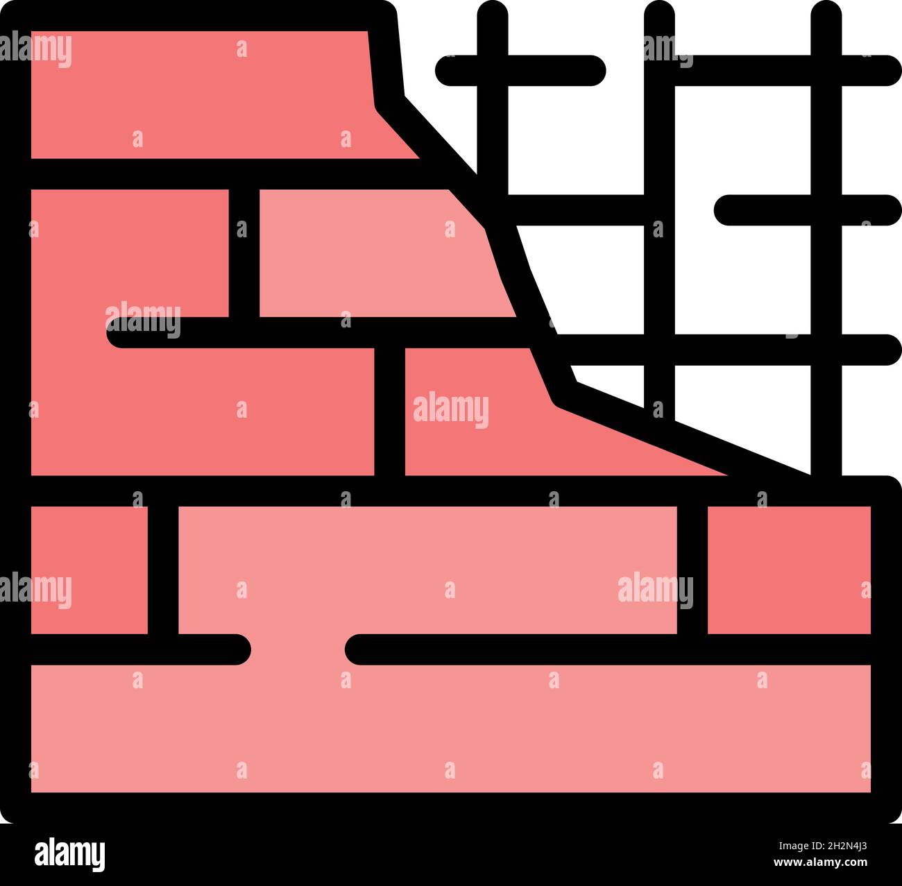 Brick wall icon. Outline brick wall vector icon color flat isolated ...