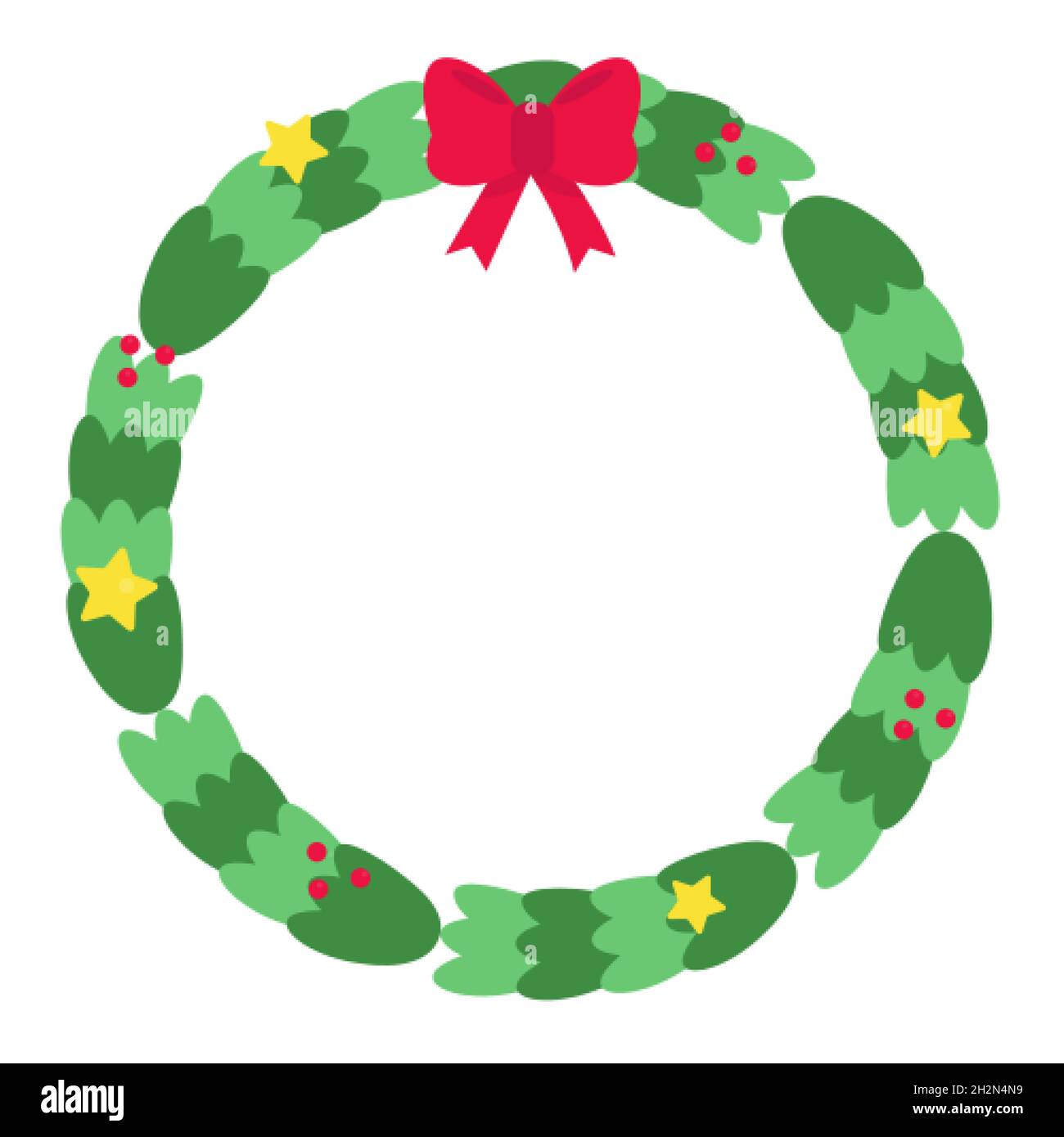 Cute cartoon Christmas wreath with the stars Stock Vector Image & Art ...
